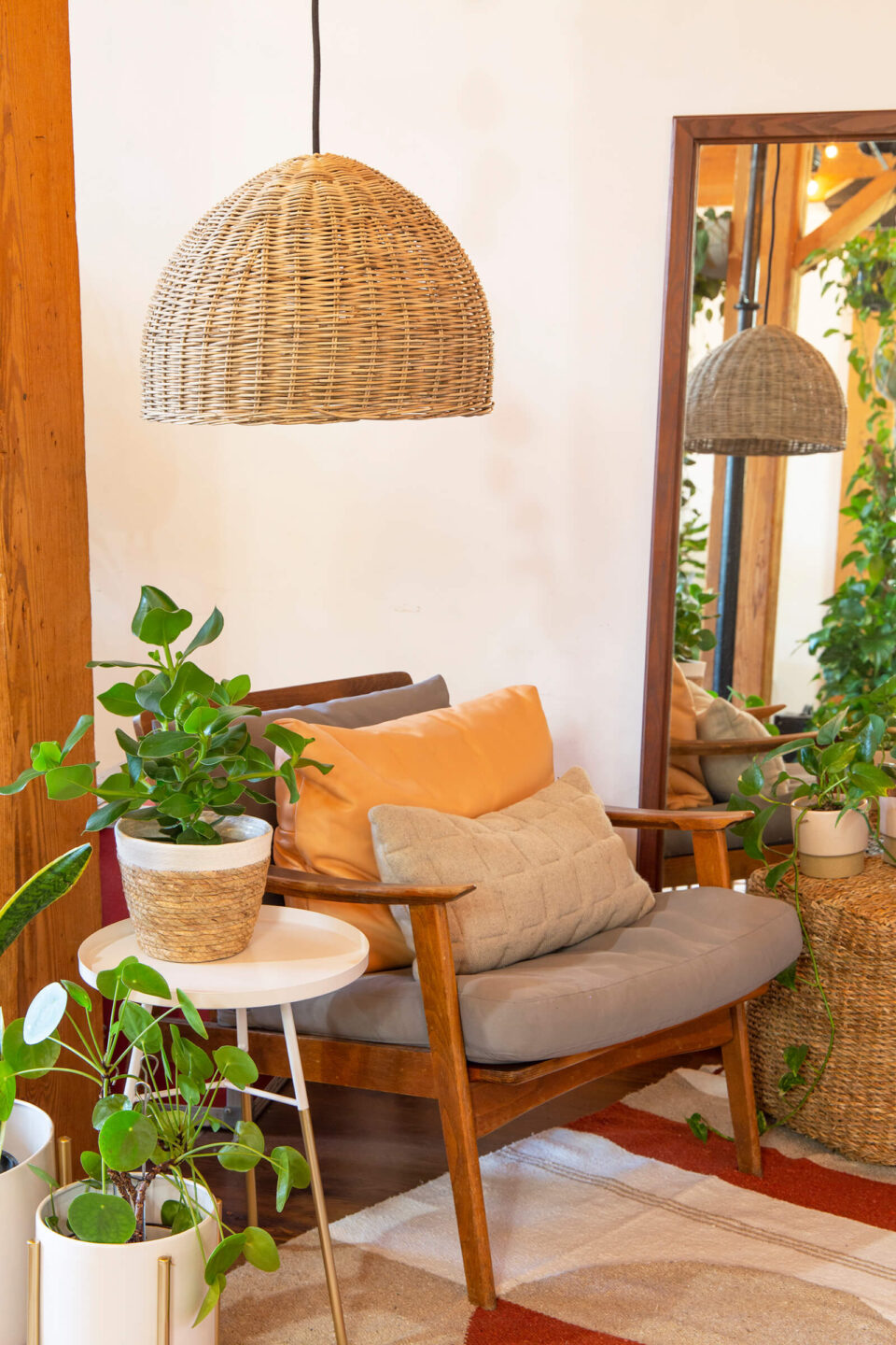 SHALLOW RATTAN PENDANT LAMP GREY RATTAN | Bacon Basketware Limited